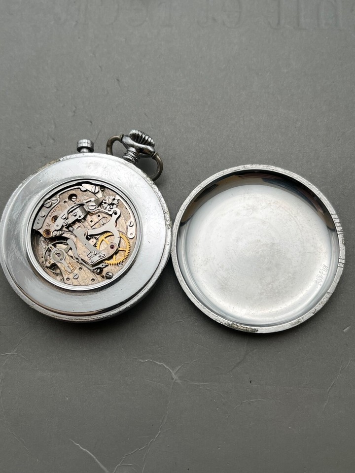 PIERCE VINTAGE CHRONOGRAPH POCKETWATCH WITH EXOTIC 2-TONE DIAL AND 2 ...