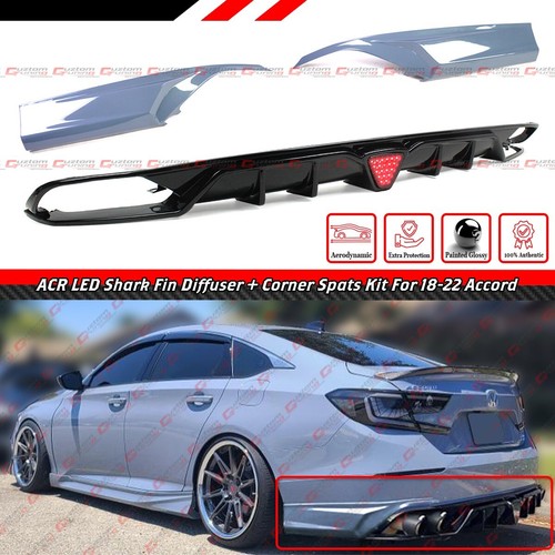 FOR 18-22 ACCORD ACR BLACK LED REAR DIFFUSER+ SONIC GRAY PEARL SIDE ...