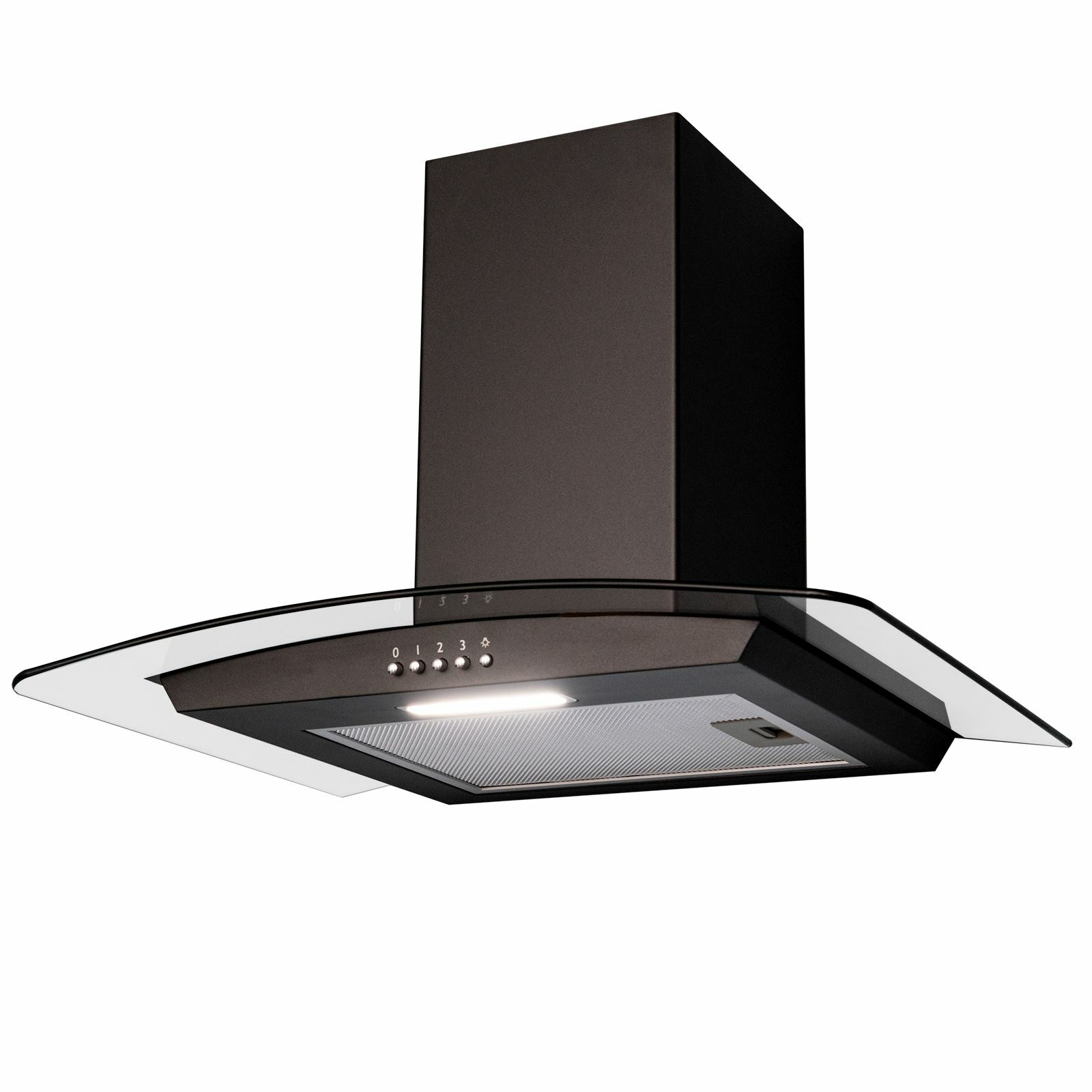 SIA 70cm Black Glass 5 Burner Gas Hob And Curved Glass Cooker Hood ...