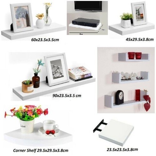White High Gloss Floating Shelf Display Unit Media Corner Xbox Storage ...