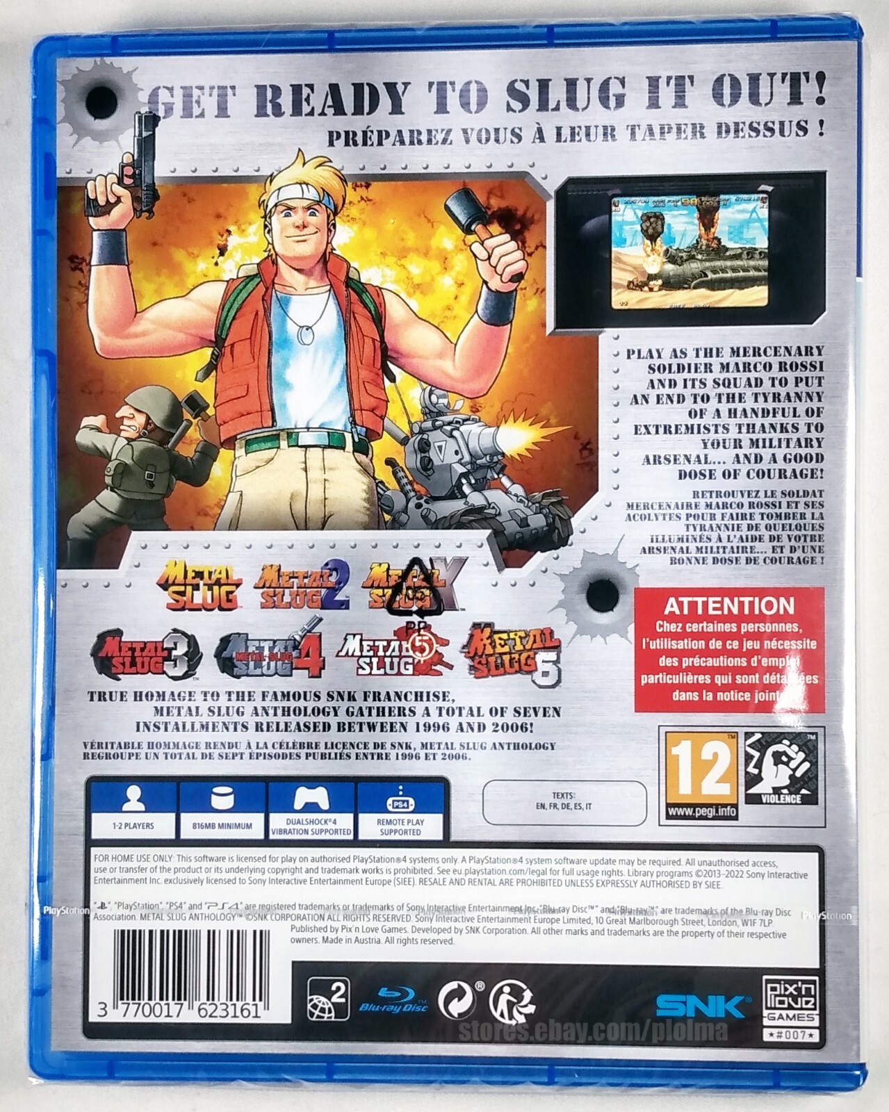 METAL SLUG ANTHOLOGY Brand New PS4 Game PlayStation 4 EU Release, US ...