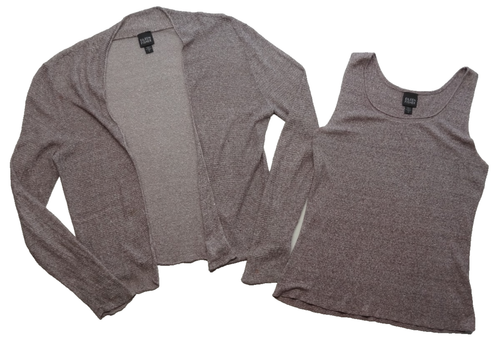 Eileen Fisher S Tank & Shell Italian Yarn Knit Silk Linen Set Sheer ...