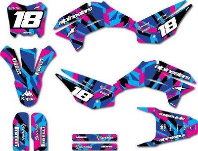 Custom Graphics, full kit fits Kayo TT 125 models Miami Pink Style ...