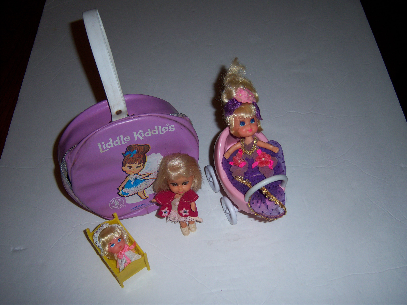 VTG HTF LOT LIDDLE KIDDLE CASE PURSE LADY LAVENDER DOLL LOLA DOLL ...