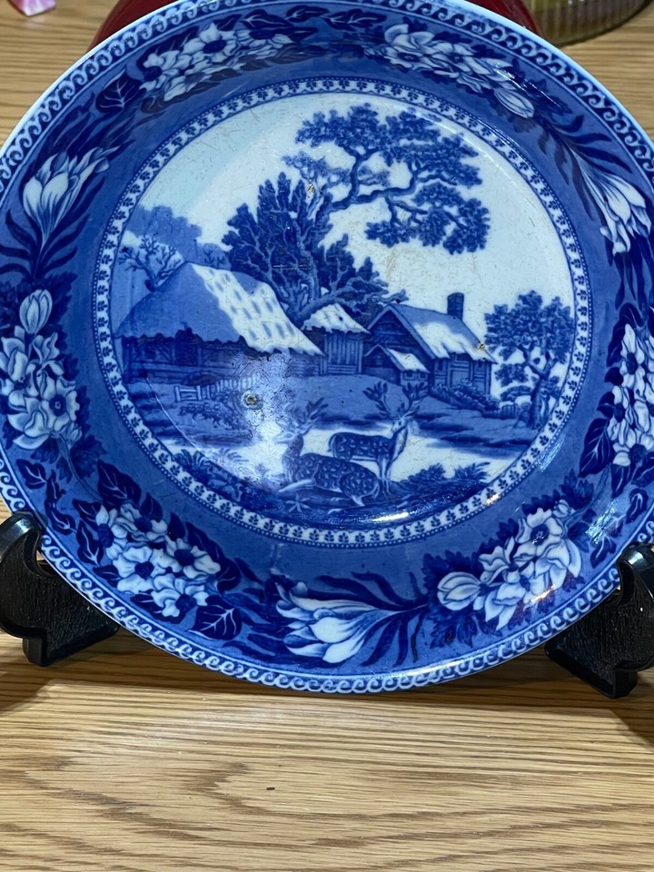 wedgwood Etruria England fallow deer blue willow bowl | eBay
