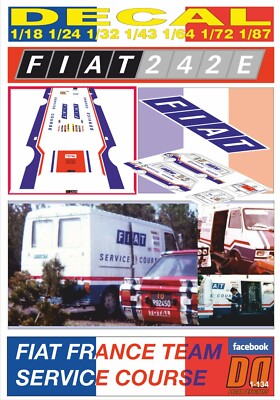 DECAL FIAT 242 FIAT FRANCE TEAM SERVICE COURSE J- C. ANDRUET 1977 (04 ...