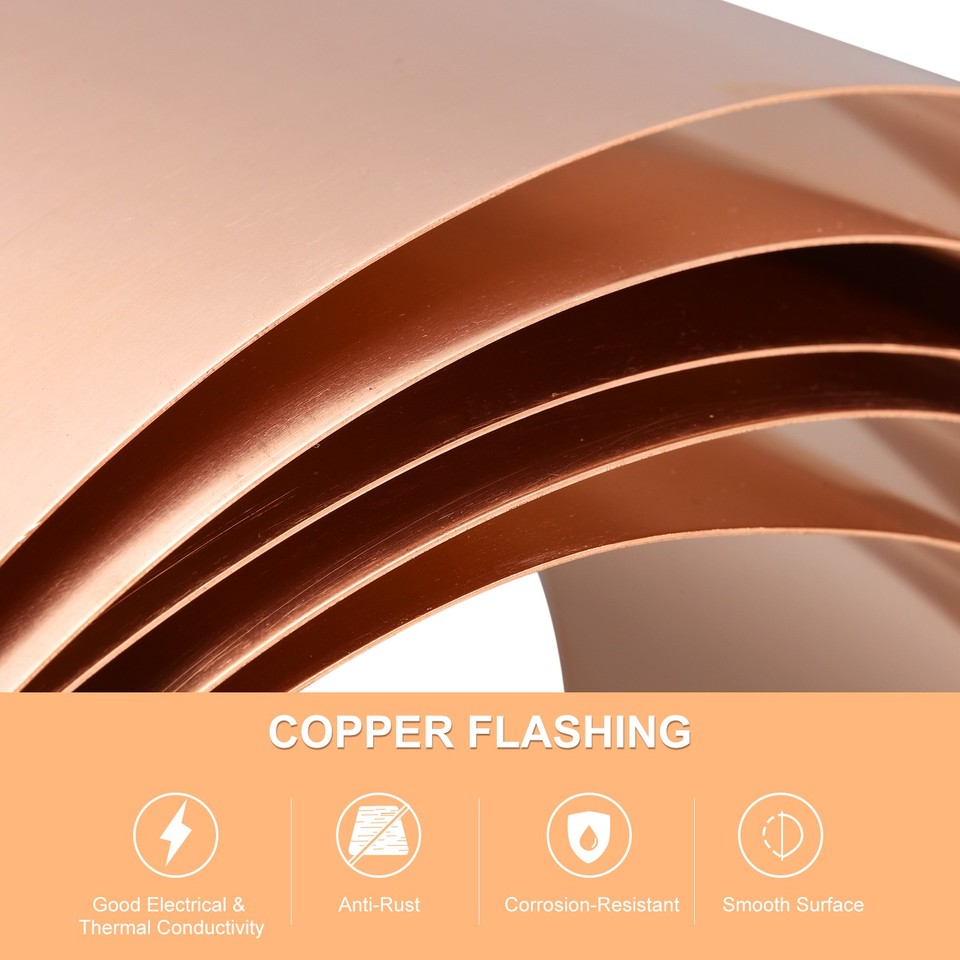 Copper Sheet Roll 2500 x 100 x 0.08mm 99.9% Pure Copper Strip Copper ...