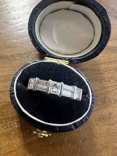 Exquisite Kwait Platinum ring. 1.2 carat Diamond Ring. Baguette ...