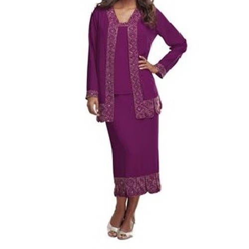 Mother of Bride Groom Wedding Women's formal Church 3PC skirt suit plus ...