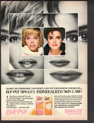 Vintage advertising print Fashion Ad Care Skin Buf-Puf facial sponges ...
