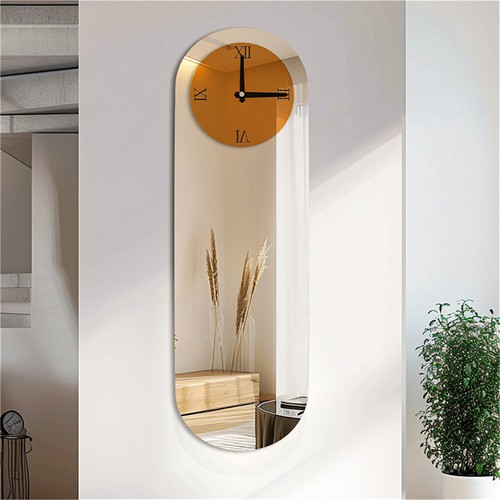 Arched/elliptic Shaped Tinted Glass Wall Clock Living Room Wall Mirror ...
