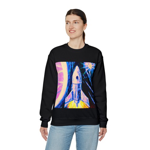 Unisex Adult Crewneck Sweatshirt Retro Rocket Ship Space Travel Galaxy ...