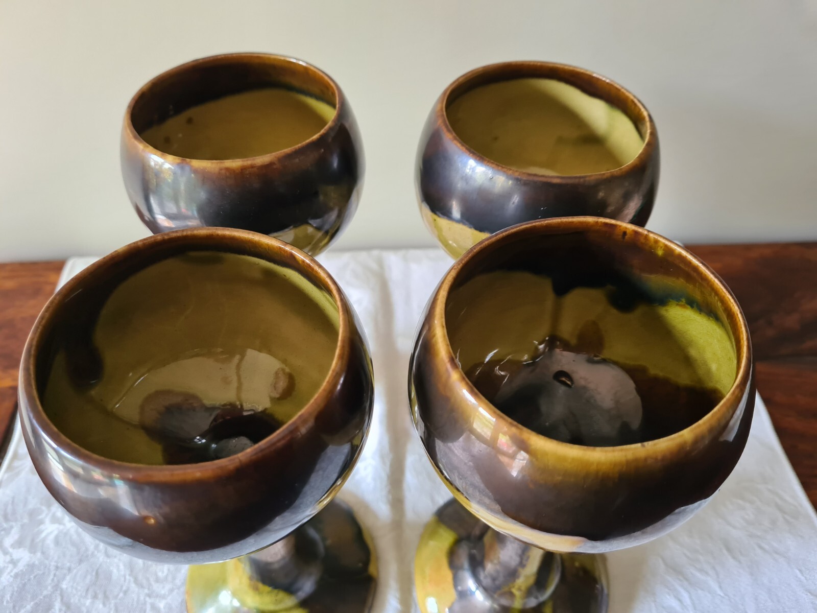4 x Large Daisy Ware Goblets by Irene Lucas - Australian Studio Pottery ...