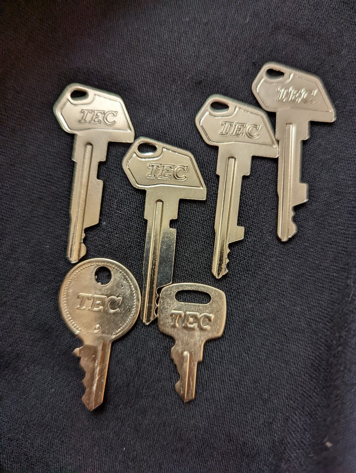TEC Cash Register Keys - Set of 6 - S, SET, REG, MA, 21N, 205 5L11 ...