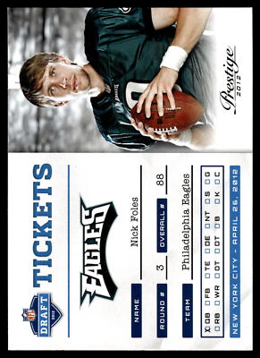 Nick Foles 2012 Panini Prestige Draft Tickets Rookie Card #26 | eBay