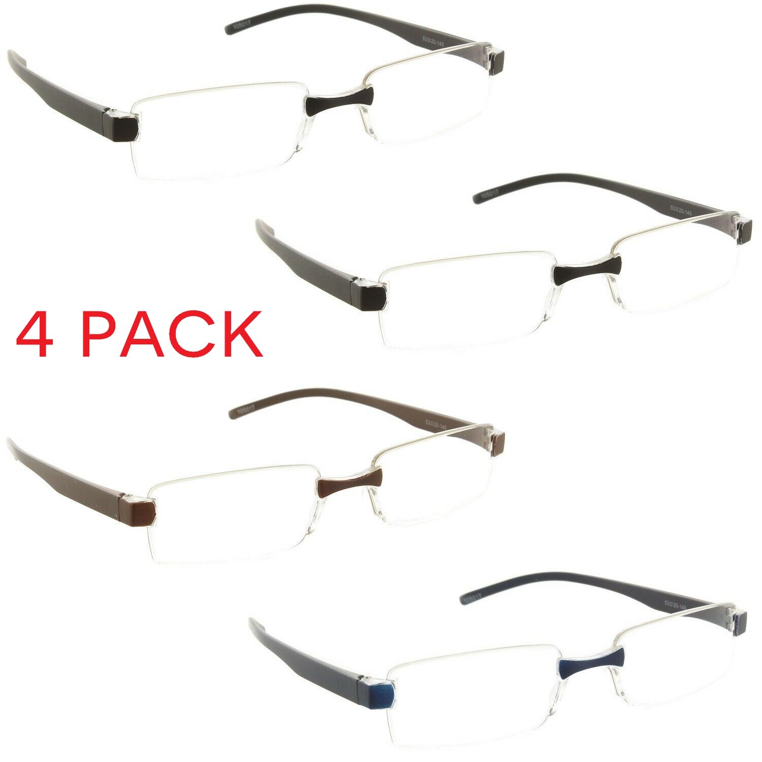 4 Pack Reading Glasses Rimless Clear Lens Readers for Men and Women | eBay