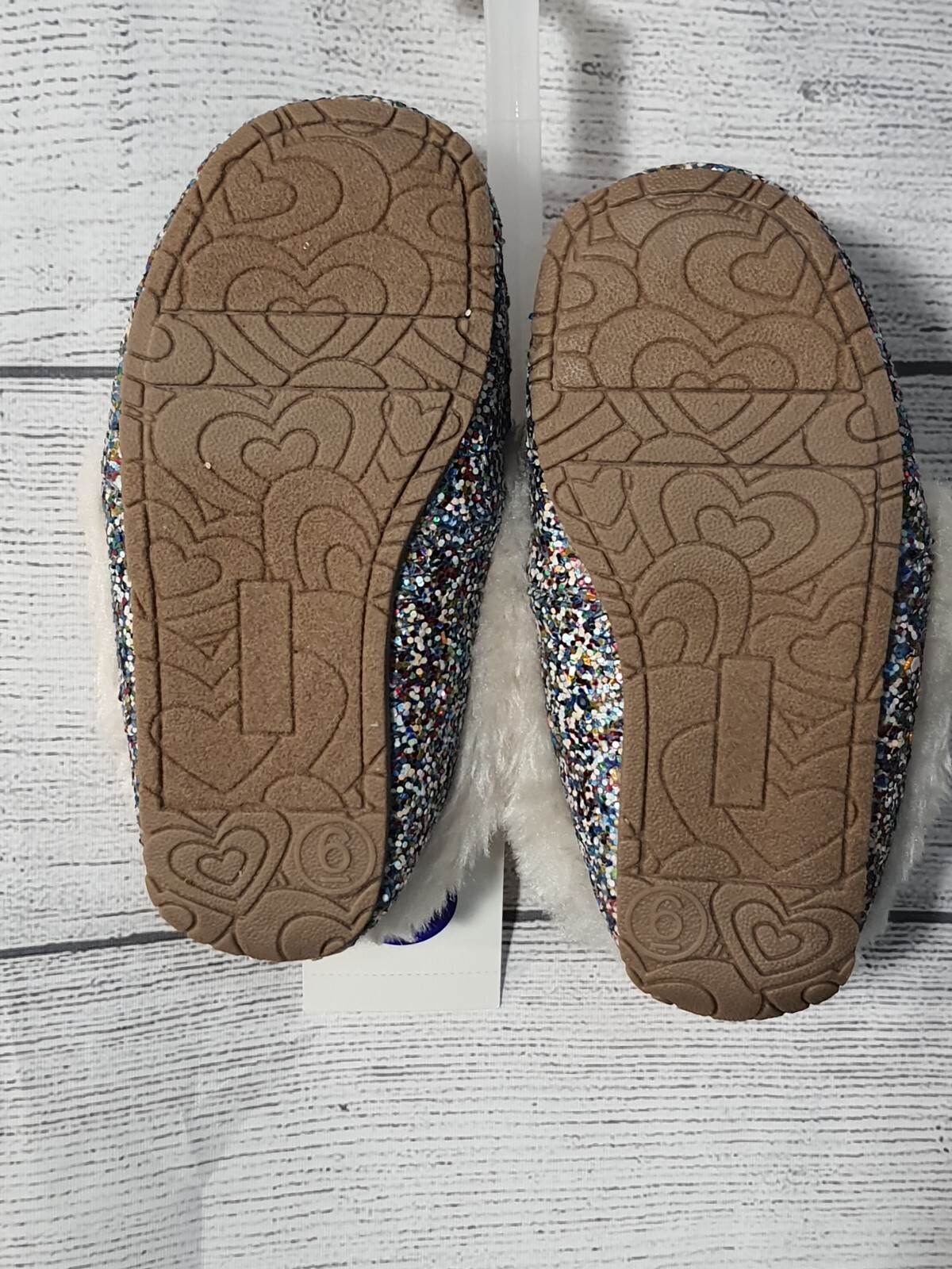 Girls Cat And Jack Multicolor Glitter Sherpa Lined Slippers US ...