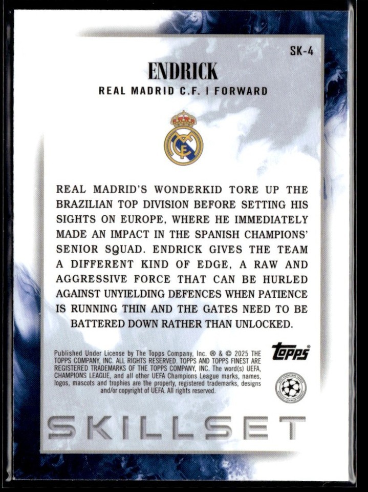 2025 Topps Finest Soccer Skillset Rookie Endrick | eBay