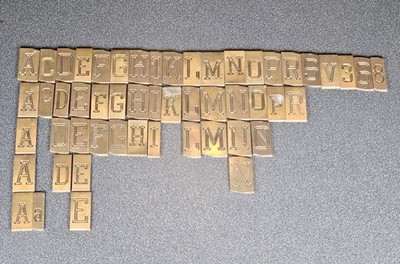 Double Line Block Engraving Font Set Letters - Brass - Imcomplete Lot ...