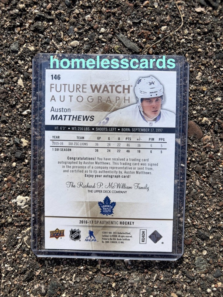 POP 2!💎💎 Auston Matthews 2016-17 SP Authentic Future Watch No Patch ...