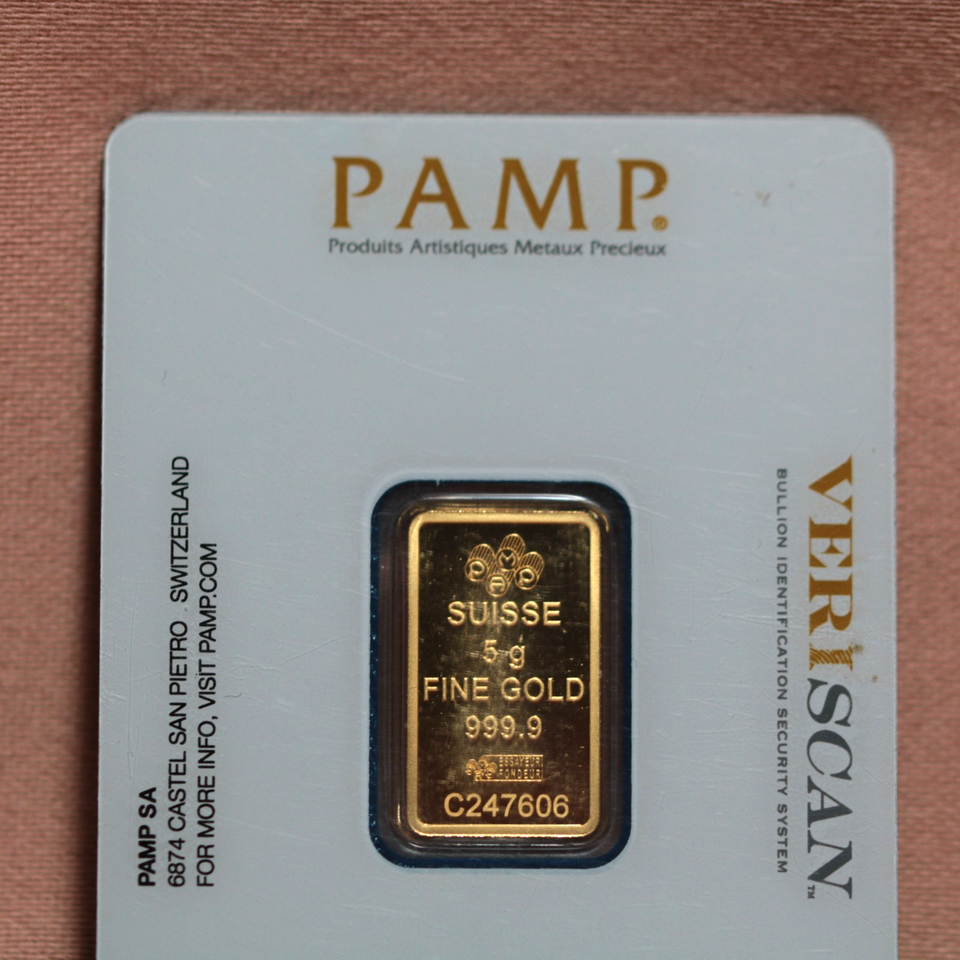 Pamp Suisse 5 gram Lady Fortuna 999.9 Gold Bar in Veriscan Assay Free ...