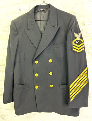 Vintage US Navy Seabee Construction Mechanic Chief Dress Blue Jacket | eBay