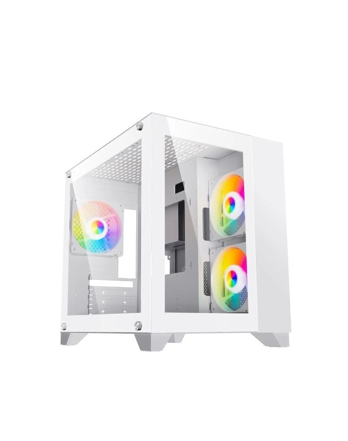 DIYPC ARGB-Q3-W Tempered Glass Micro ATX Gaming Computer Case - White ...