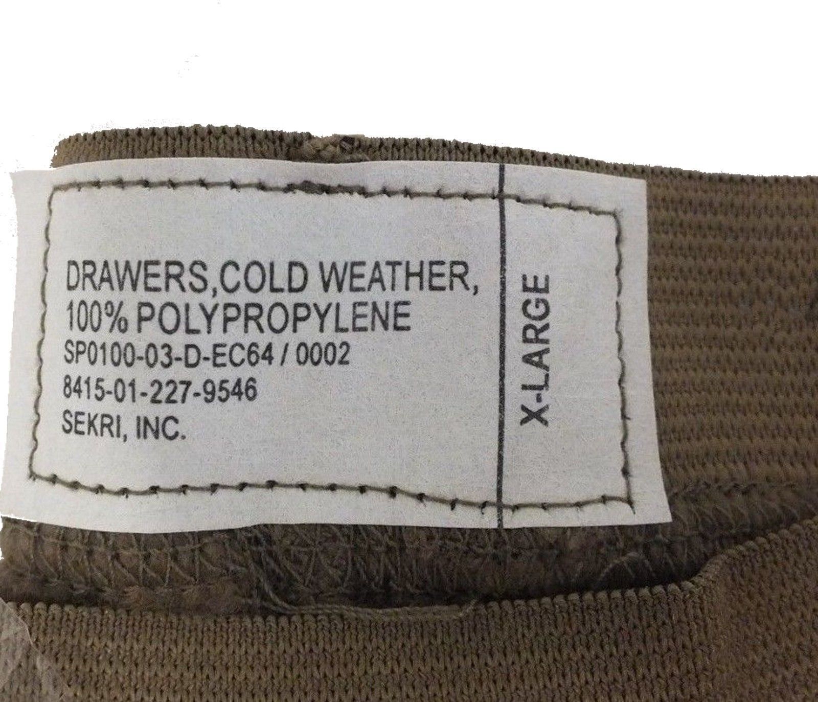 US Military Drawers Cold Weather Polypropylene Sz. X-L**New In Bag**Qty ...