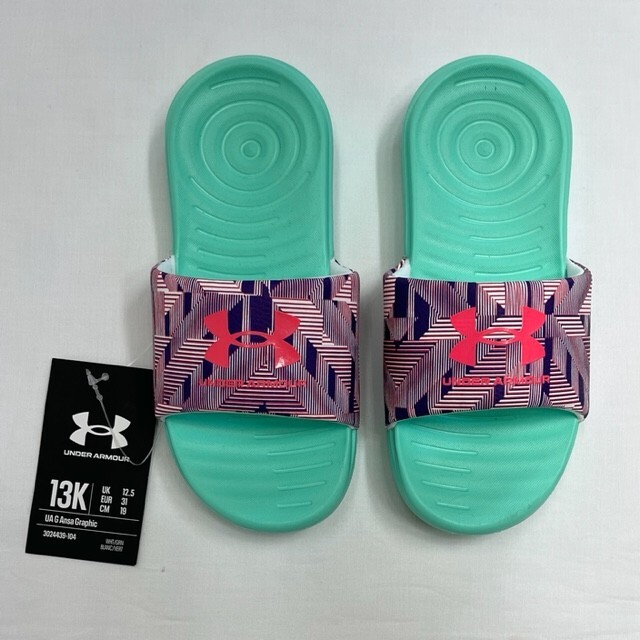 Under Armour Youth Girl's Ansa Graphic Slide Sandals Size: 13K Green ...