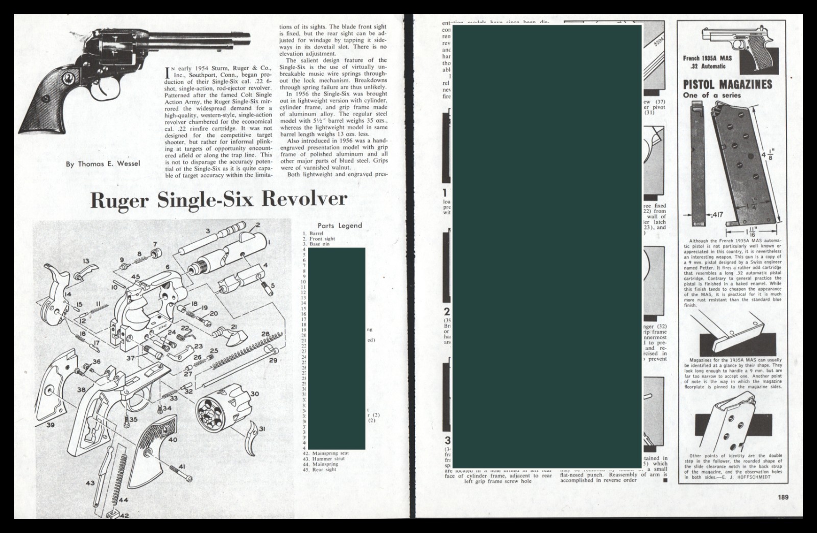 RUGER Single-Six Revolver Exploded View Parts List 2-page Assembly ...