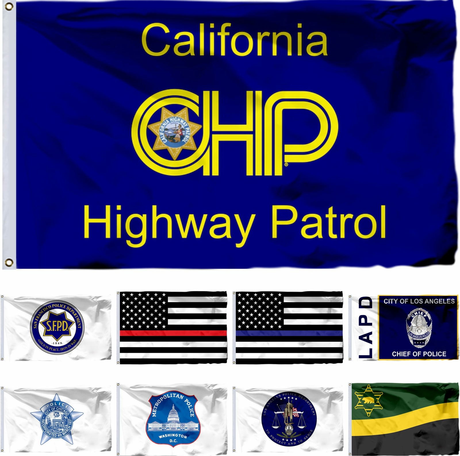 USA Police Department Flag CHP CPD Knoxville LAPD LASD MPDC NYPD NYSP ...