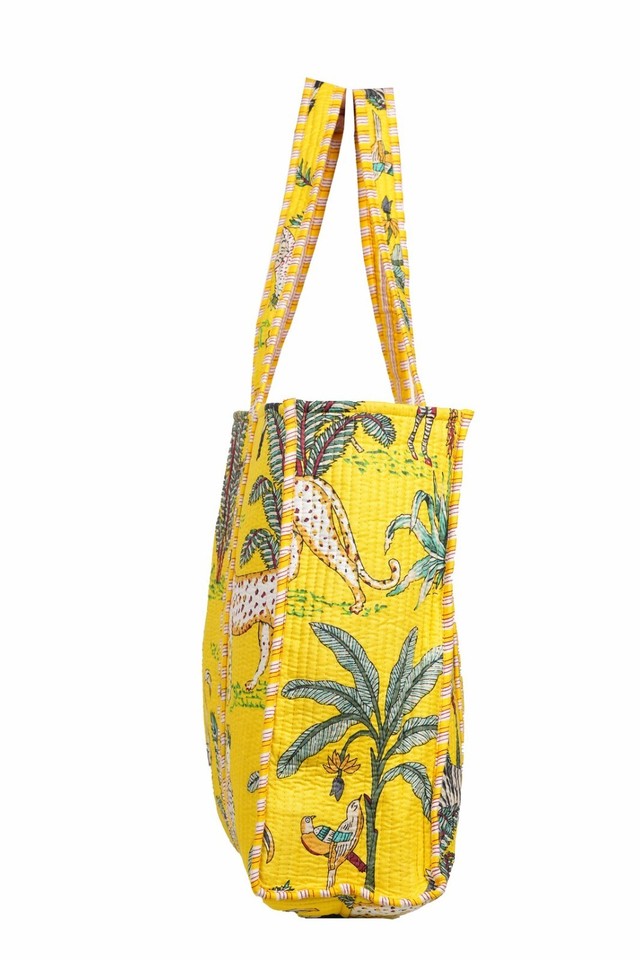 Indian Tote Bags Quilted Handmade Cotton Block Large Shoulder Shopping ...