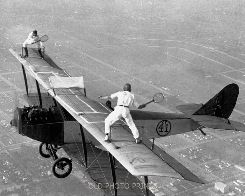 Wing Walking Biplane Aircraft Photograph Playing Tennis Photo 8X10 1925 ...
