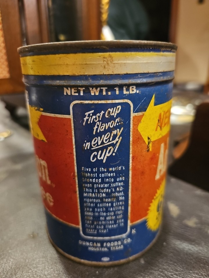 Vintage Admiration Coffee Tin 1 lb Duncan Co. Houston TX – No Lid | eBay