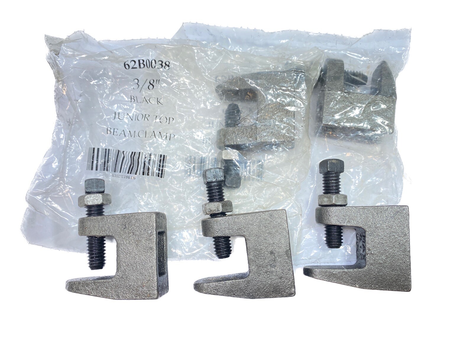 (Lot of 5) ANVIL Ductile Iron Junior Top Beam Clamps Rod 3/8” Rod Black ...