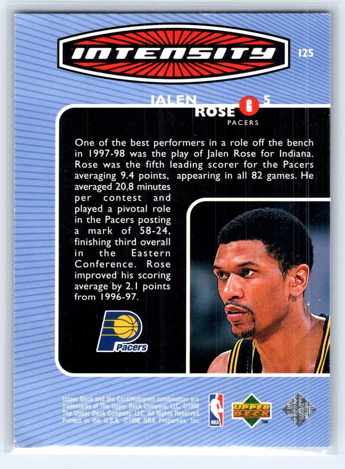 1998 Upper Deck #I25 Jalen Rose INTENSITY Indiana Pacers | eBay