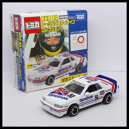 TOMICA 50TH HASEMI MASAHIRO REEBOK NISSAN SKYLINE GT-R R31 1/62 TOMY ...