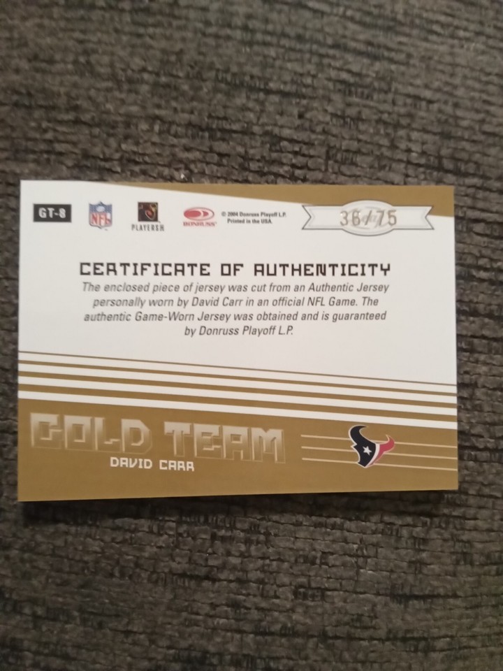 2004 Leaf Certificated Gold Team Davivd Carr 36/75 | eBay