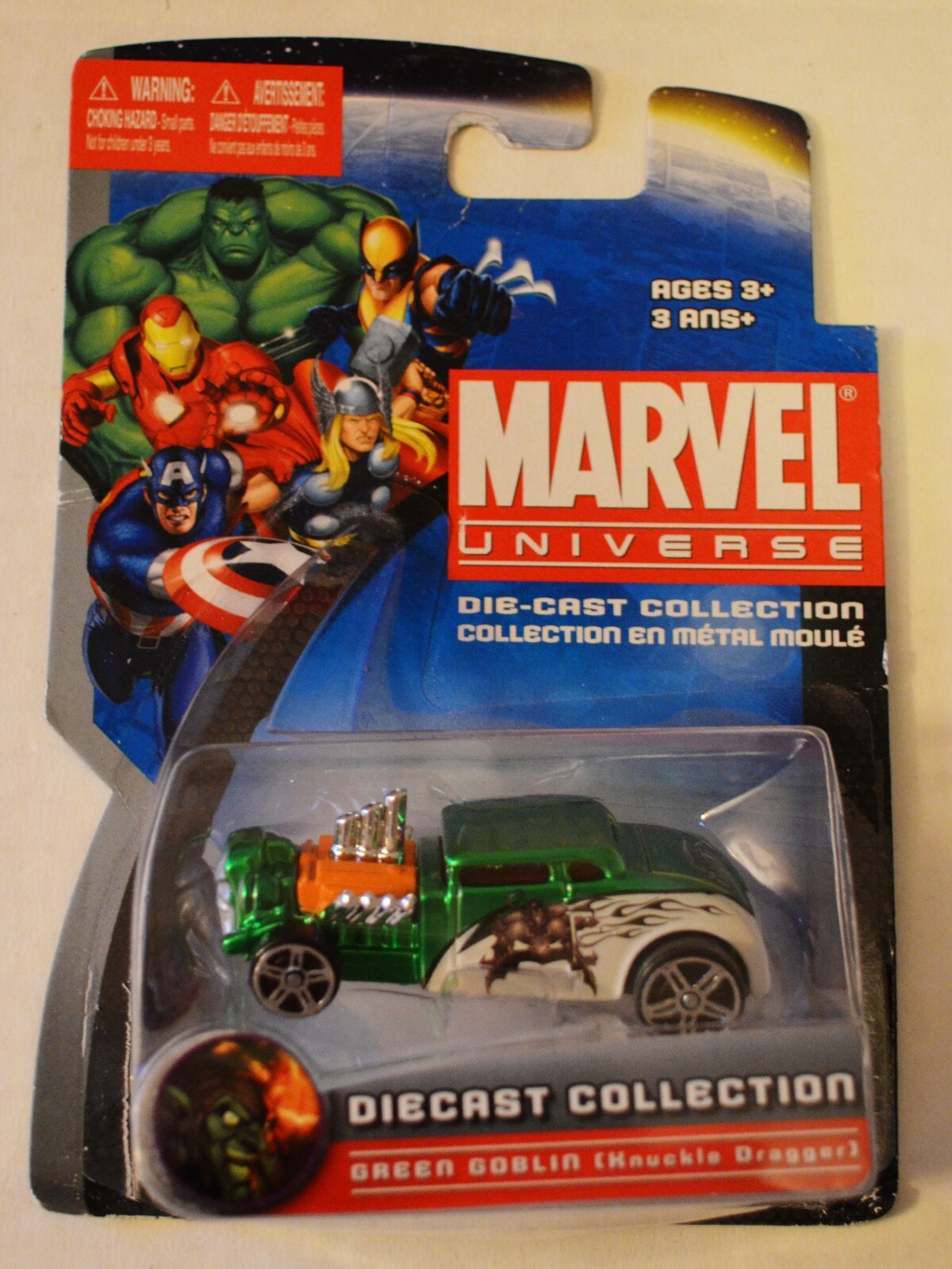 2011 MARVEL UNIVERSE GREEN GOBLIN 1/64 DIECAST KNUCKLE DRAGGER CAR BY ...