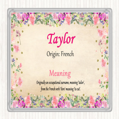 Taylor Name Meaning Drinks Mat Coaster Floral | eBay