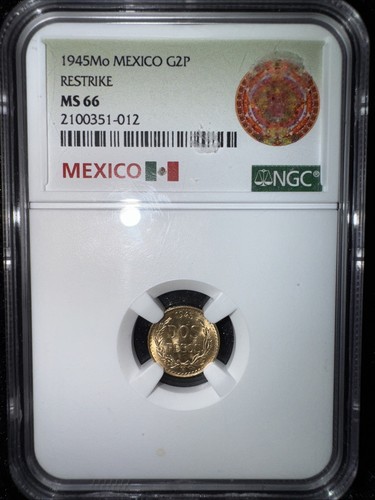 1945 MEXICO GOLD 2 PESOS G2P RESTRIKE NGC MS 66 BEAUTIFUL GEM BU COIN ...
