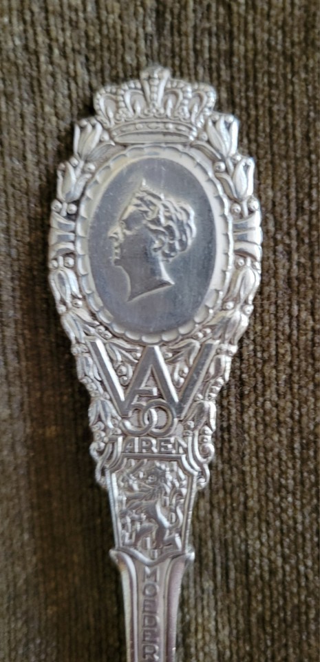 Silver commemorative spoon, Queen WILHELMINA 50 years Jubilee 1898 ...