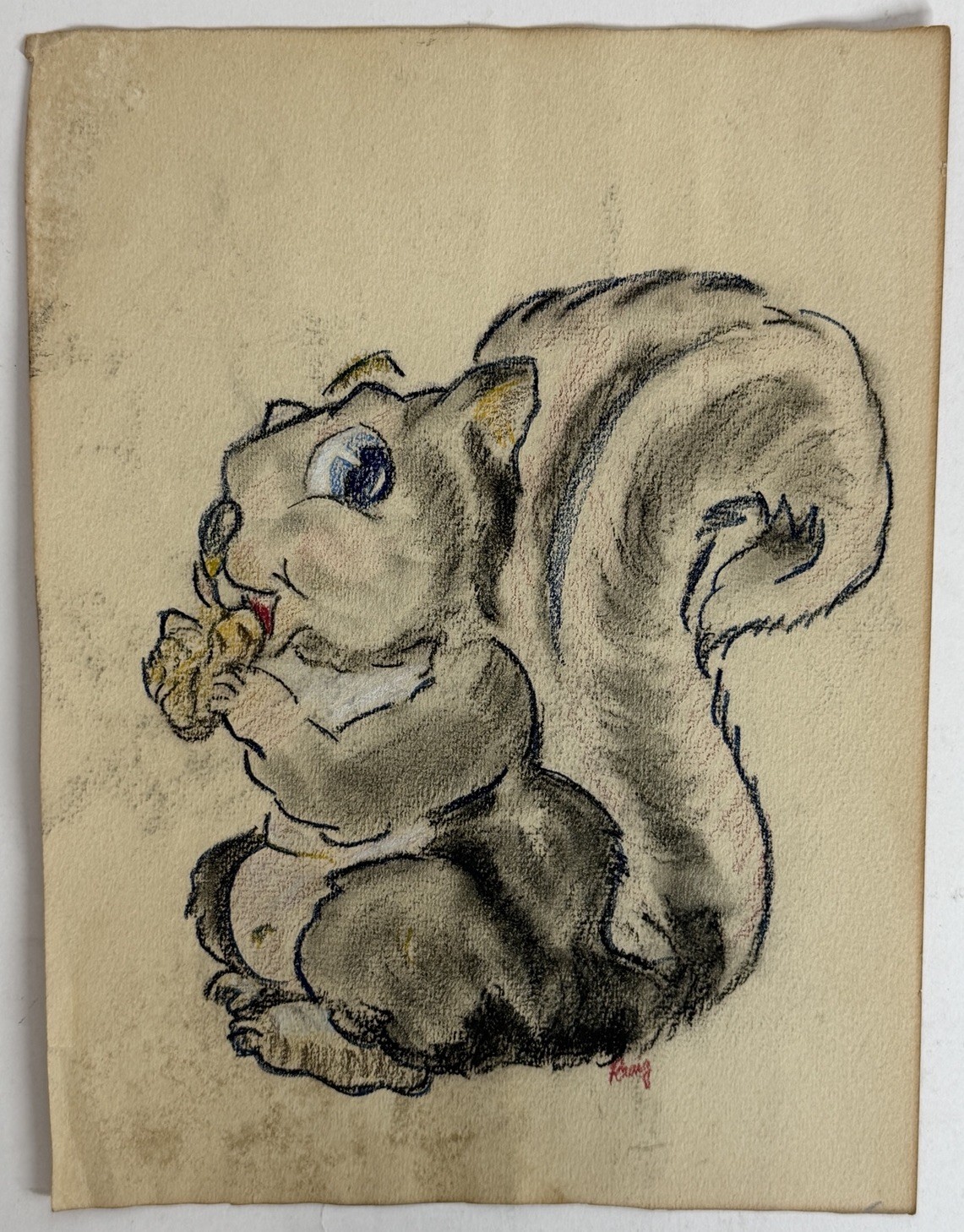 Vintage Original Disney Squirrel Signed Hand Drawing Artwork