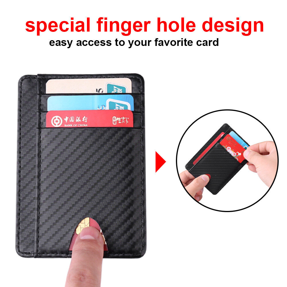 Men Anti-scan Leather Slim ID Credit Card Holder RFID Blocking Thin ...