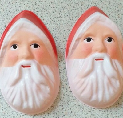 2 x PLASTIC FATHER CHRISTMAS FACE FOR CRAFTS | eBay UK