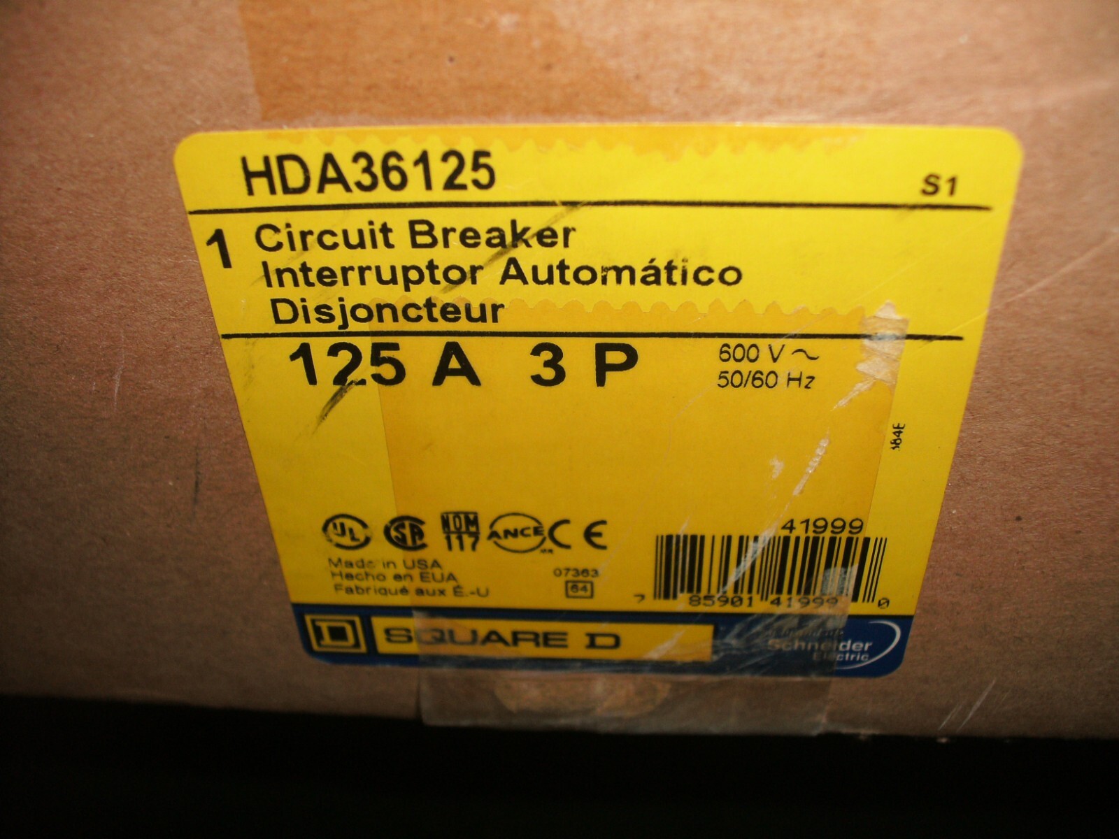 SQUARE D HDA36125 POWERPACT CIRCUIT BREAKER 125 AMP 3 POLE 600 VAC | eBay