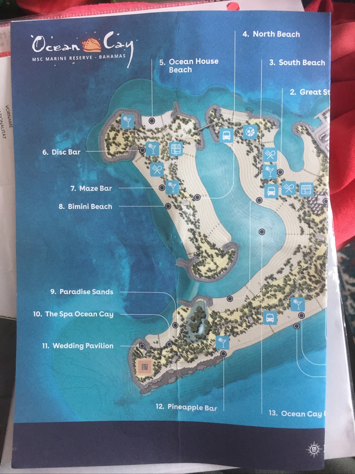 Ocean Cay Map Msc Marine Reserve Bahamas | eBay