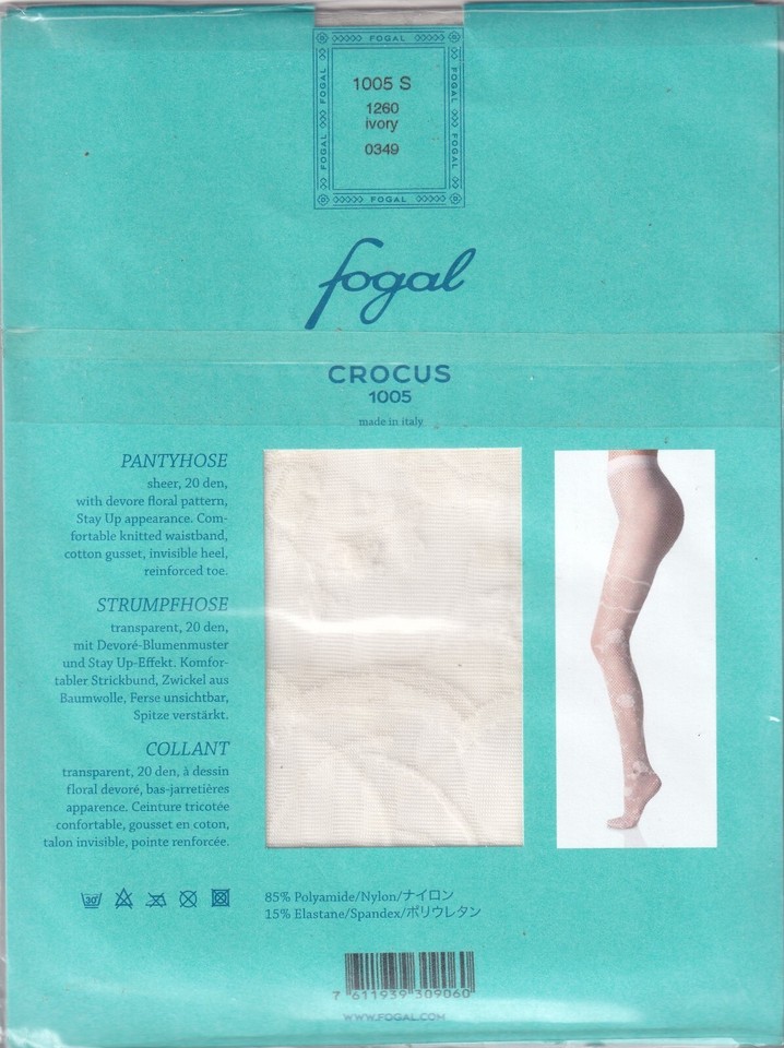 Collant FOGAL CROCUS 1005 coloris Ivory. Tailles S - M. Floral tights ...