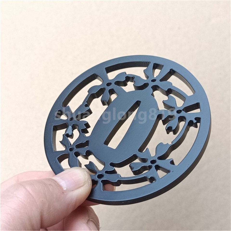Steel Iron Handguard Tsuba Guard Japanese Japan Katana Samurai Sword ...