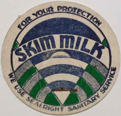 Vintage milk bottle cap SKIM MILK We Use Sealright Sanitary Service ...
